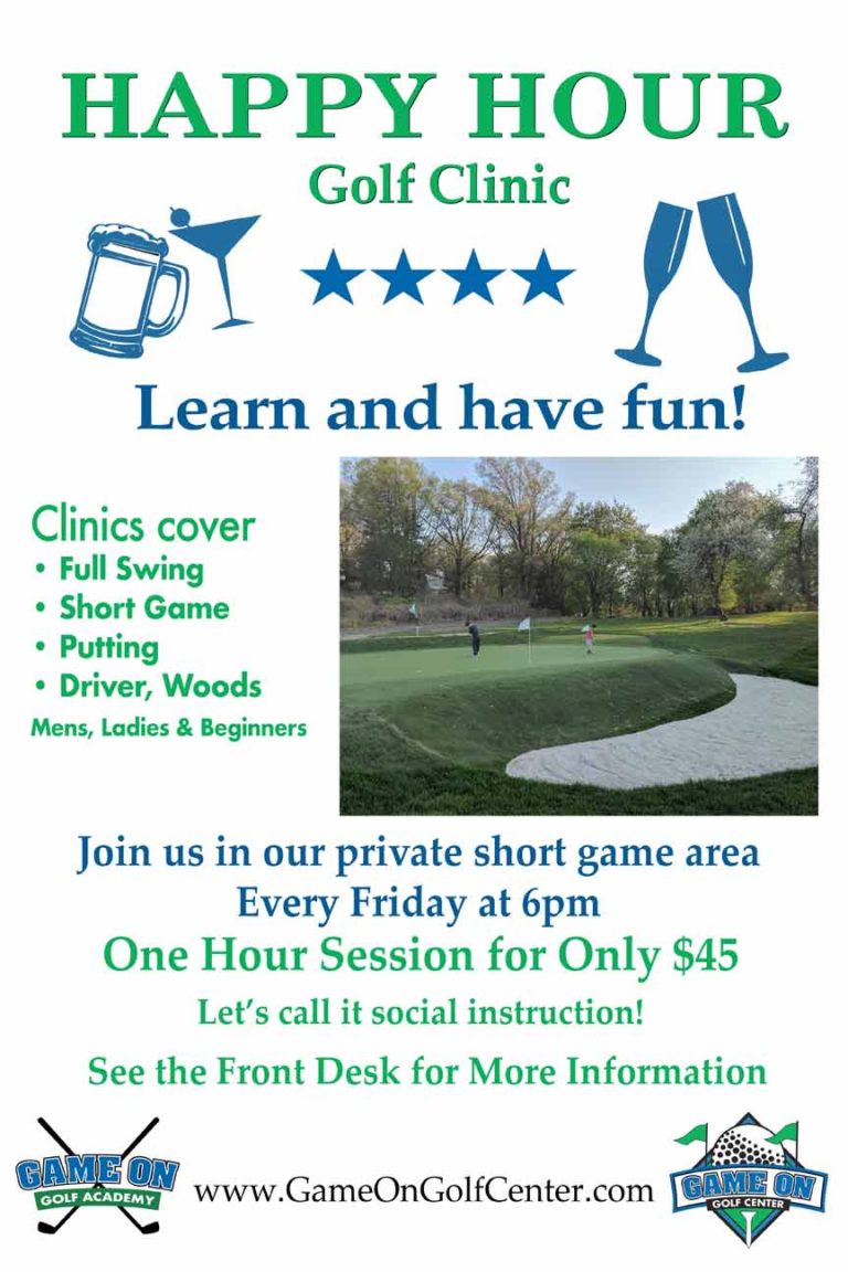 Promotional flyer for a golf clinic and short game area with lessons ...
